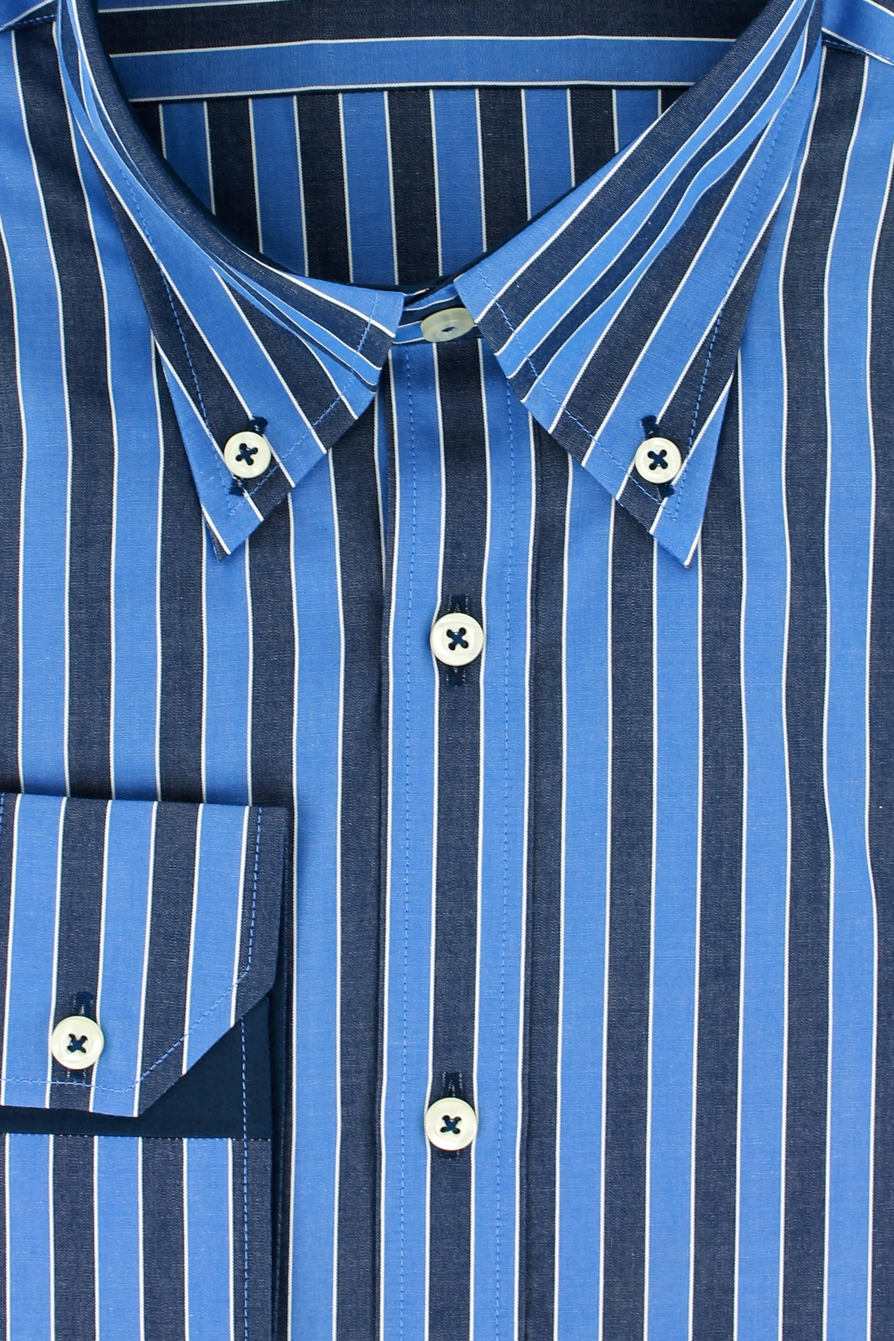 Yellow fitted shirt with batton stripes | Cotton Park