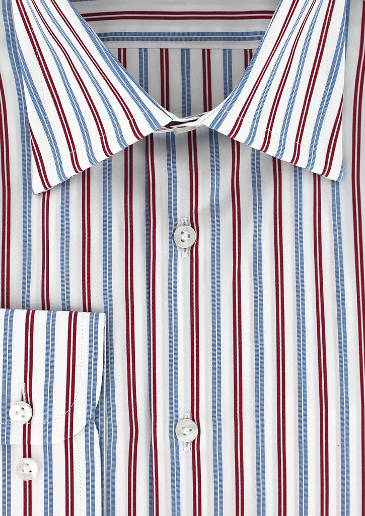 Chemise à rayures rouges et bleues double retors | Cotton Park