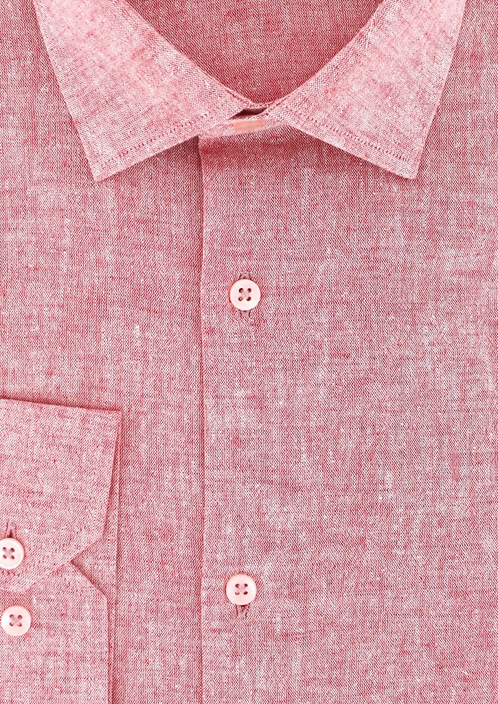Chemise cintrée en lin coton rouge | Cotton Park