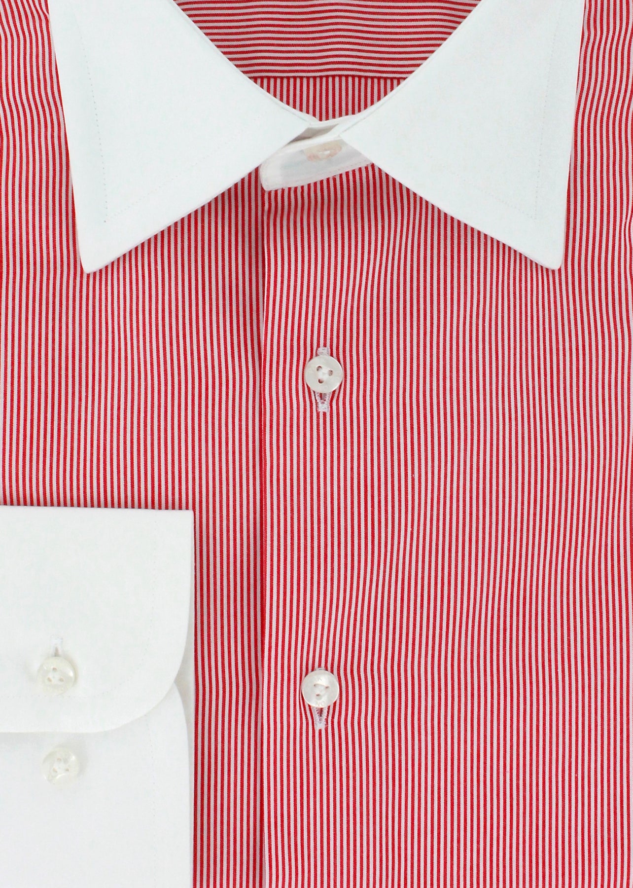 Chemise double retors à rayures fines rouges | Cotton Park