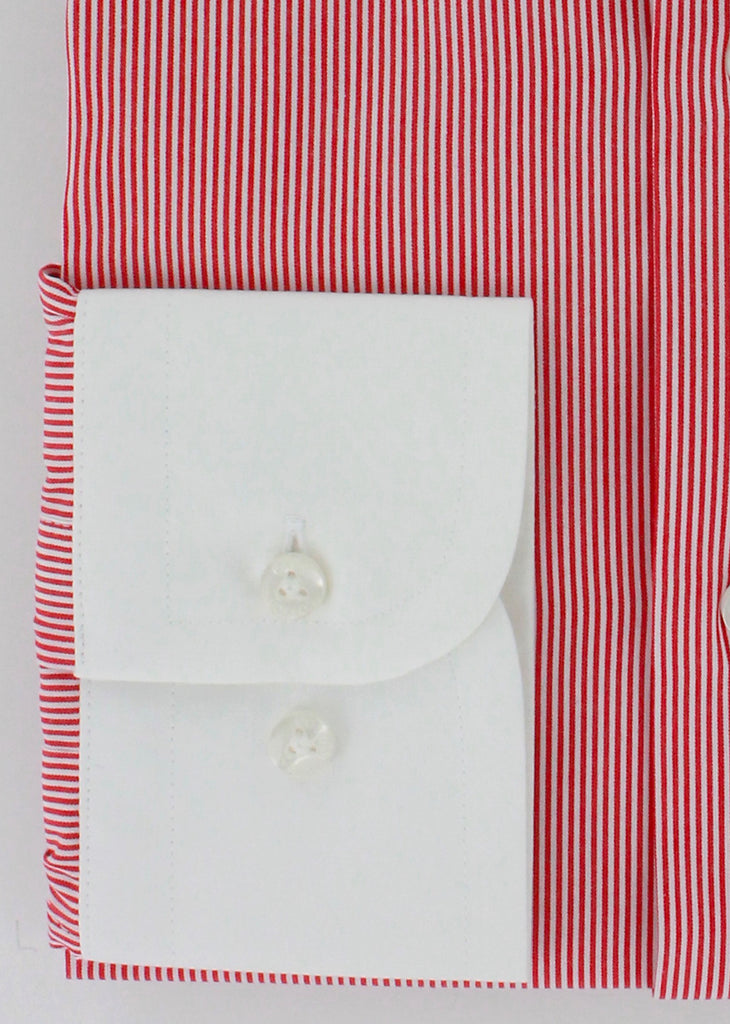 Chemise double retors à rayures fines rouges | Cotton Park