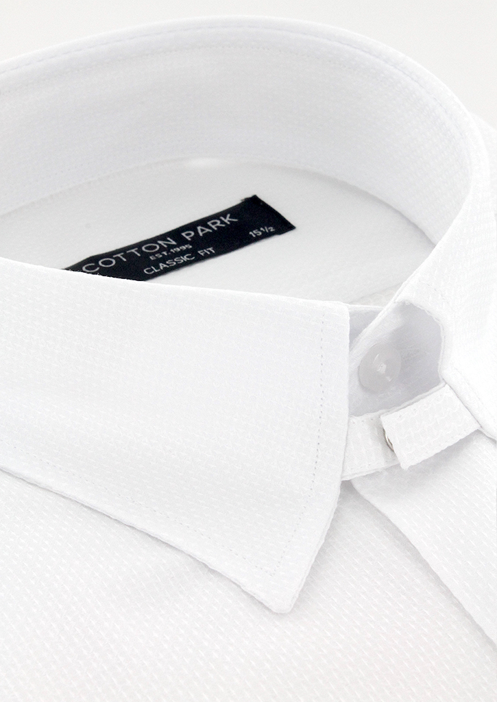 Chemise col anglais blanc coton dobby | Cotton Park